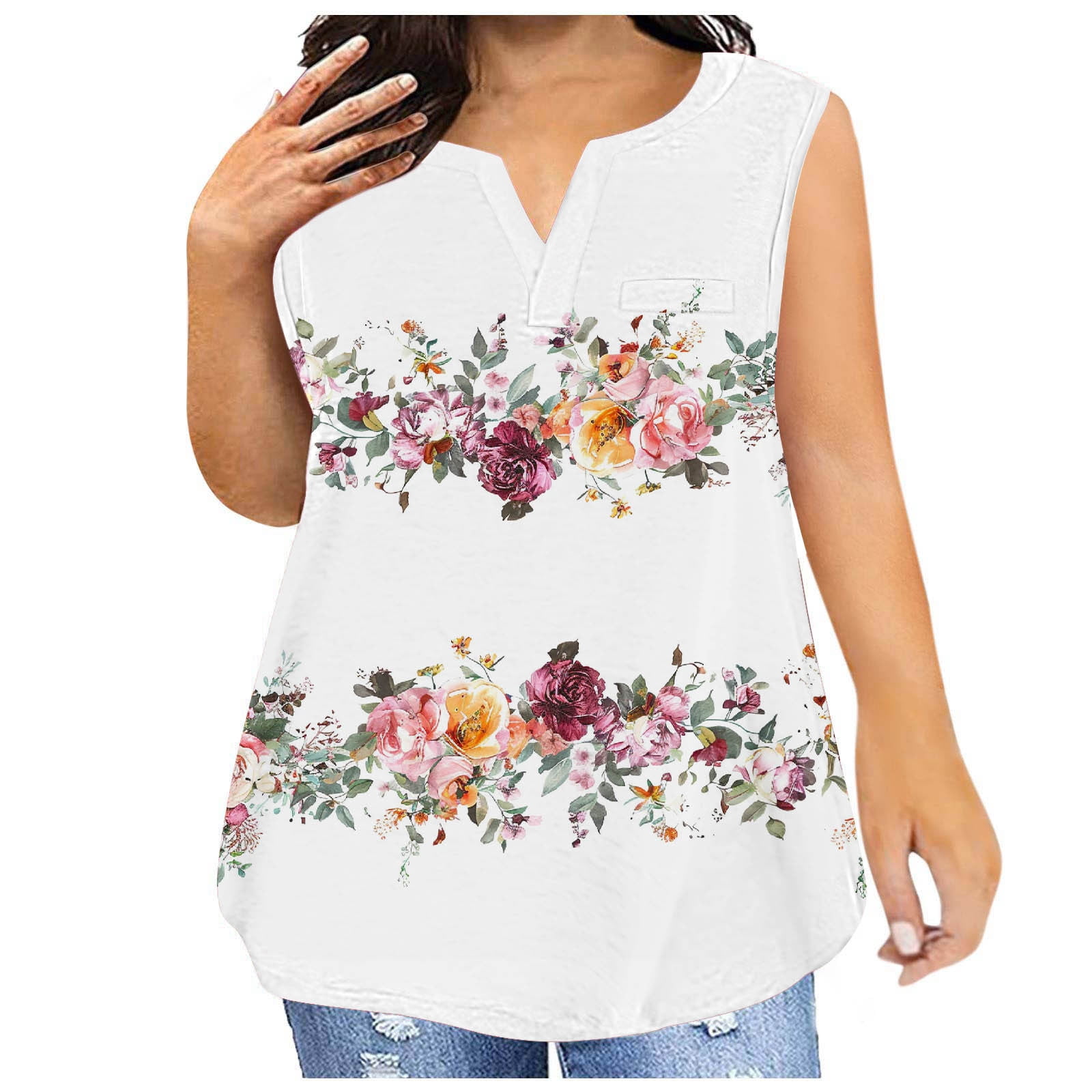 Bogo Plus Size Summer Tops For Curvy Women White Cotton Tank Tops For ...