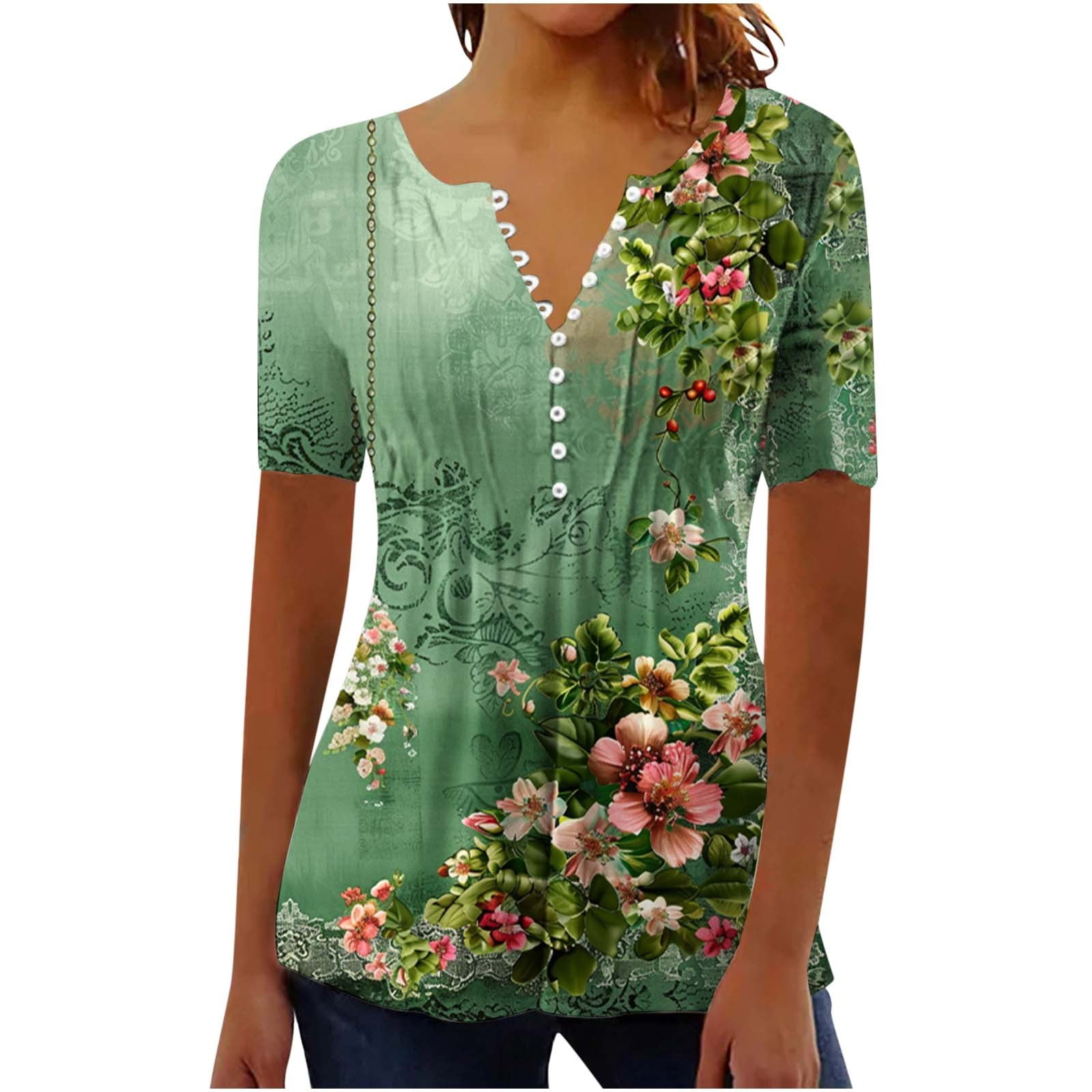 Bogo Short Sleeve Summer Tops For Women 2025 Vacation Trendy Womens ...