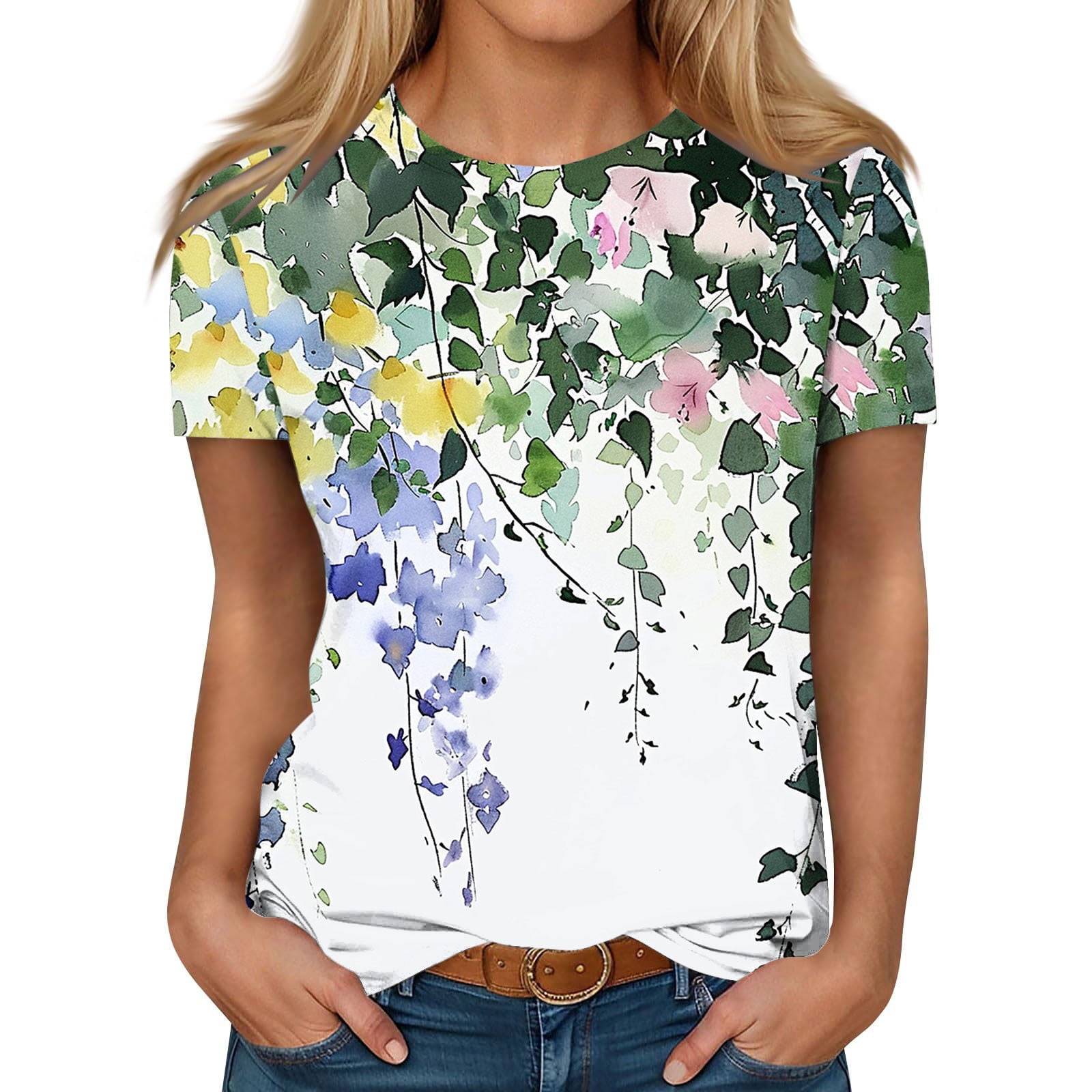 Bogo Summer Tops For Women With Sleeves Womens Tops Short Sleeve Loose ...