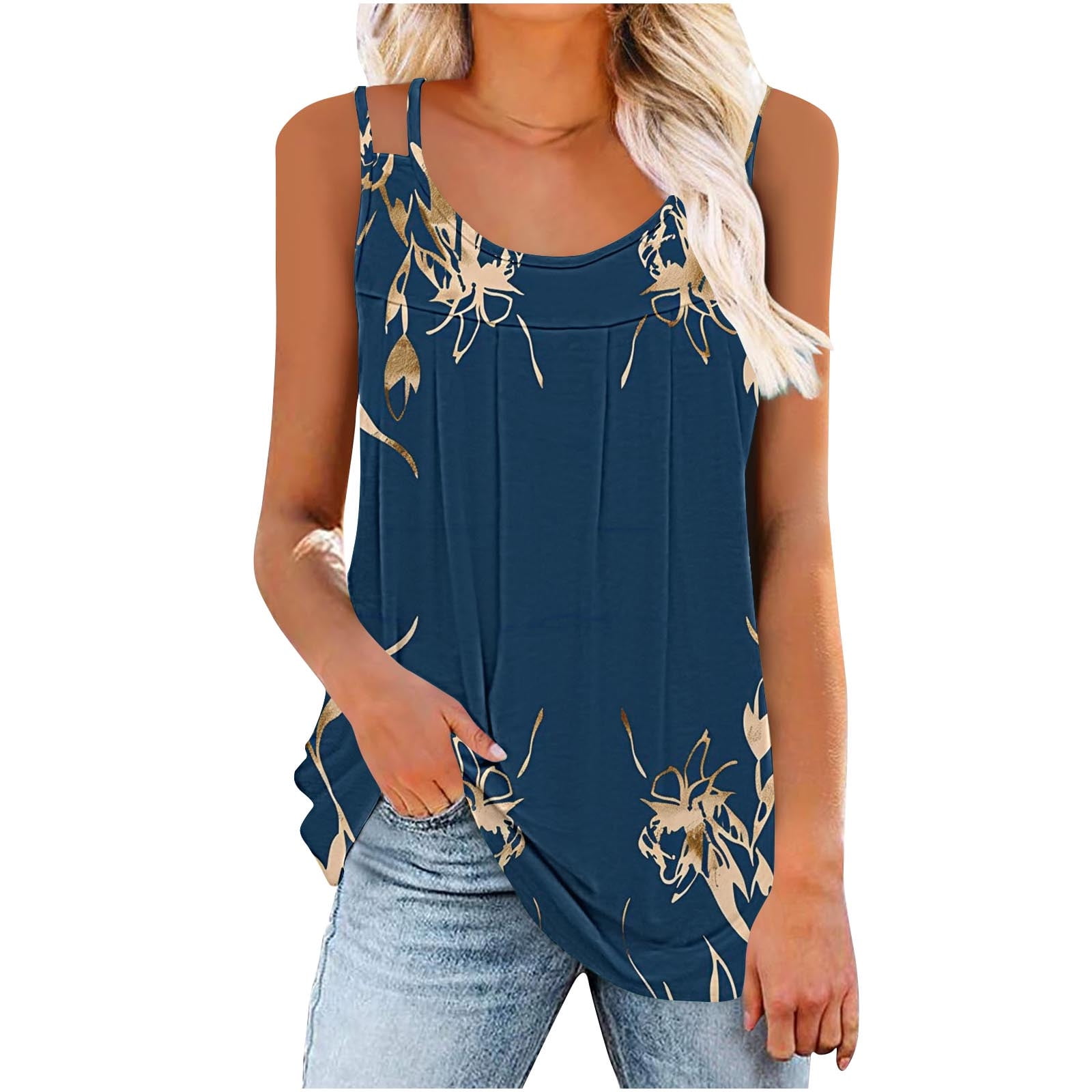 Womens Summer Tops Dressy V Neck Extra Long 100% Cotton Tank Tops For ...