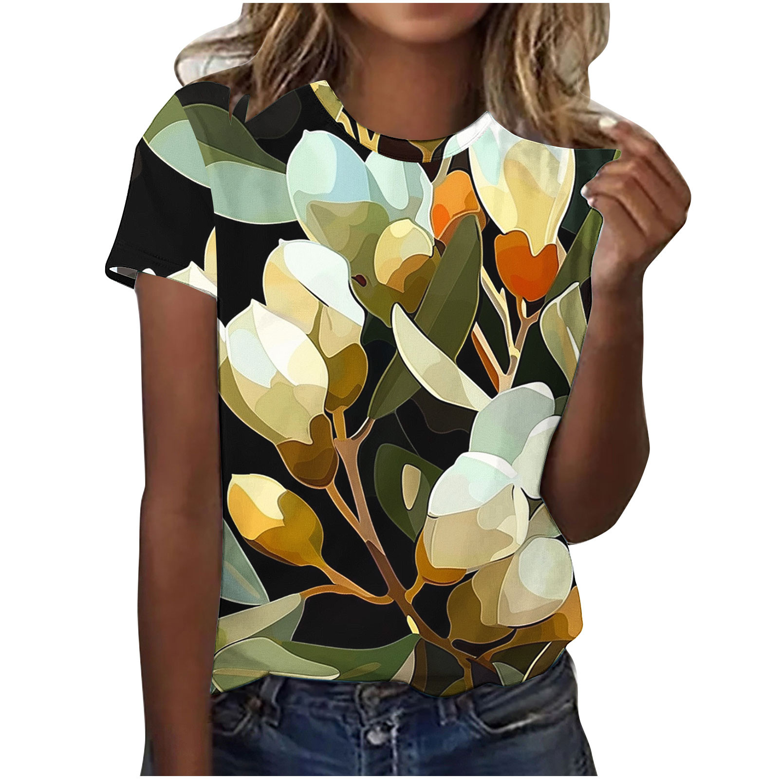 Womens Tops Spring Summer Fashion 2026 Womens 3/4 Sleeve Tops Plus Size ...