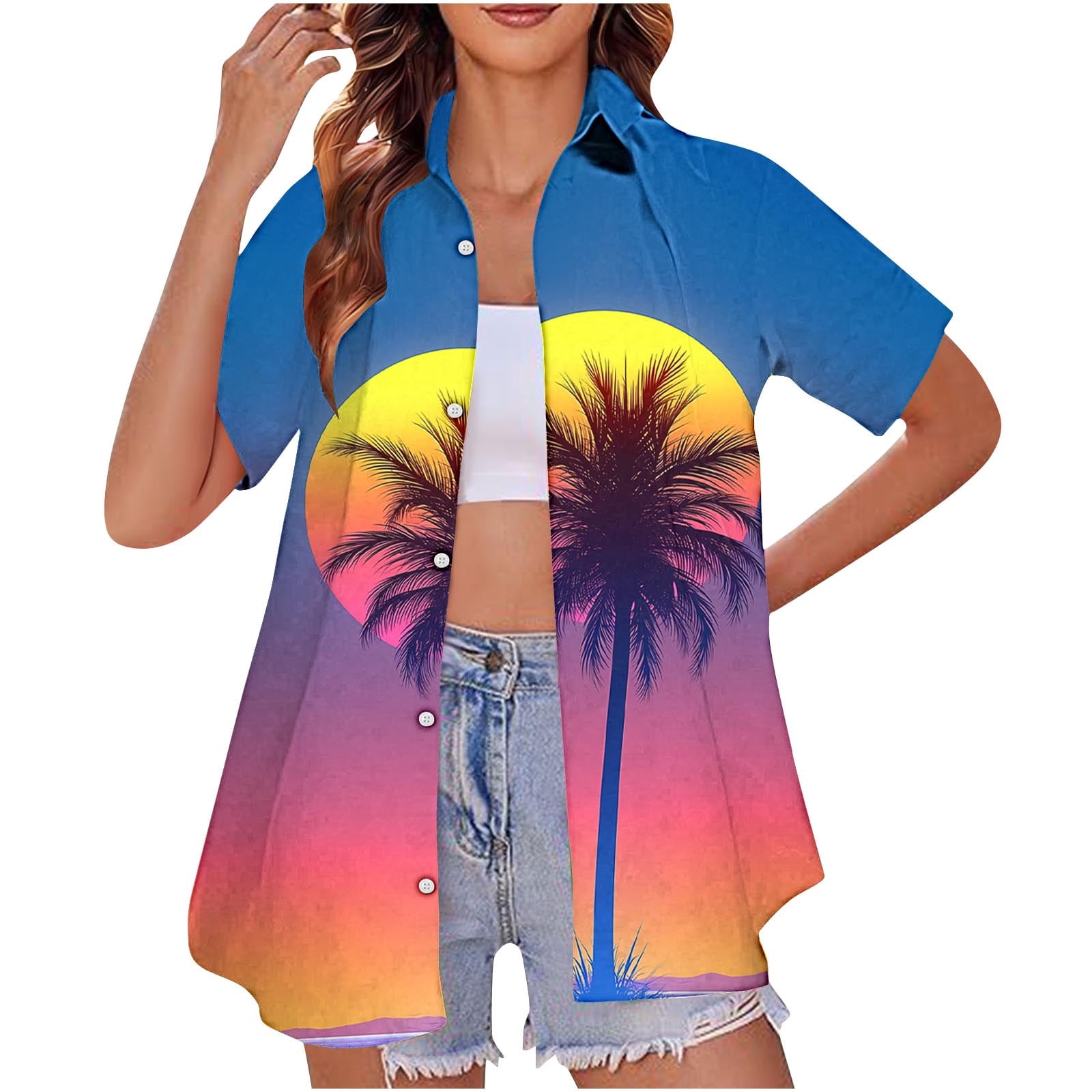 Bogo Womens Tops Trendy 2025 Spring Summer Womens Tops Short Sleeve V ...
