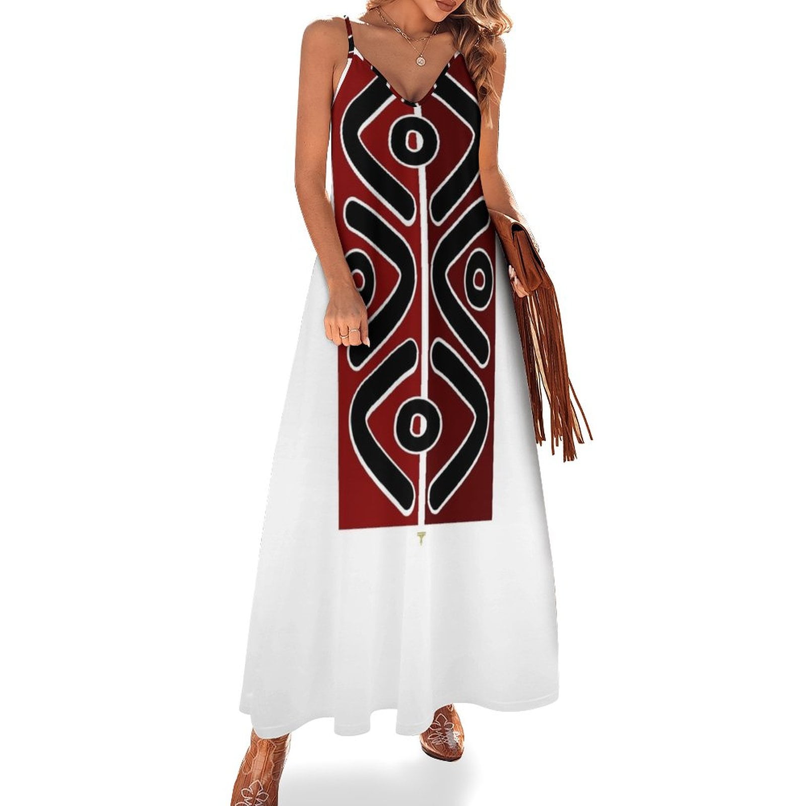 Bogolan pattern Sleeveless Dress Woman's evening dress women dresses - Walmart.com