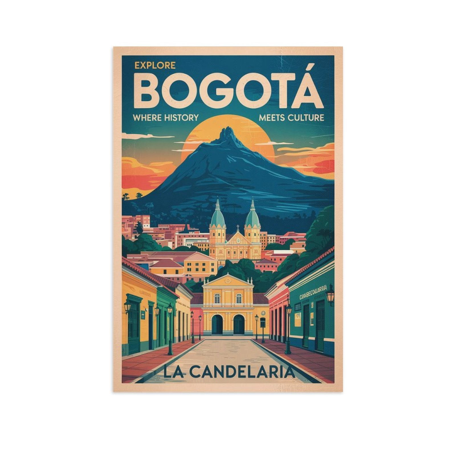 Bogotá Retro Travel Poster Vintage Colombian City Tourism with ...