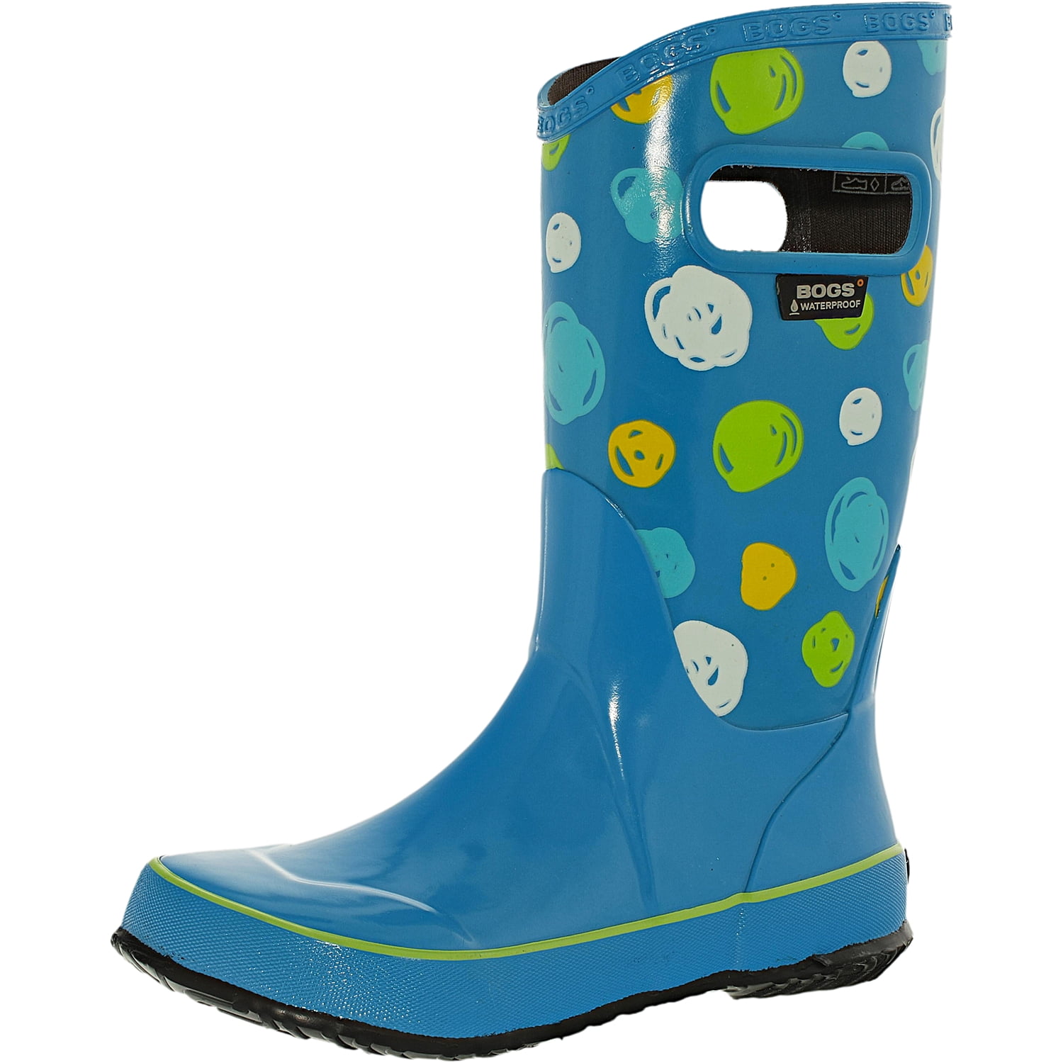 Bogs Girl's Rain Boot Sketch Dot Rubber Sky Blue Multi Ankle-High ...