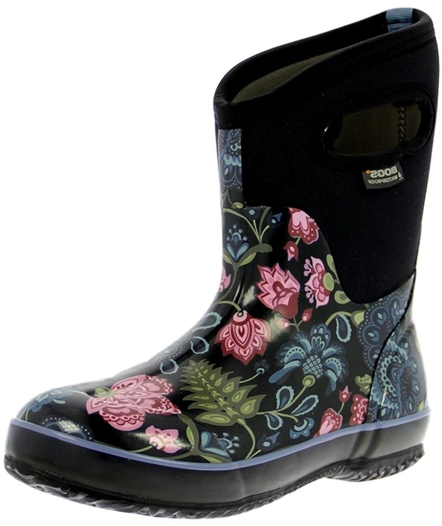 Bogs Outdoor Boots Womens Classic Winter Blooms Mid WP Rubber 71533 ...
