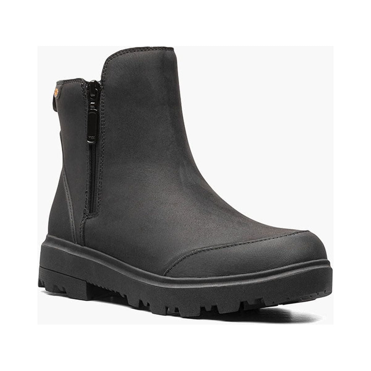 BOGS Women's Holly Zip Leather Waterproof Rain Boot Black - 72840-001 ...