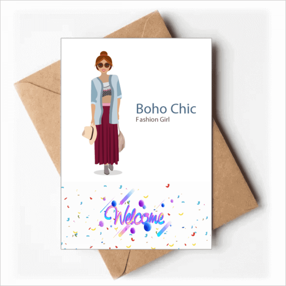 Bohe a wind Fashion Cartoom Welcome Back Greeting Cards Envelopes Blank ...