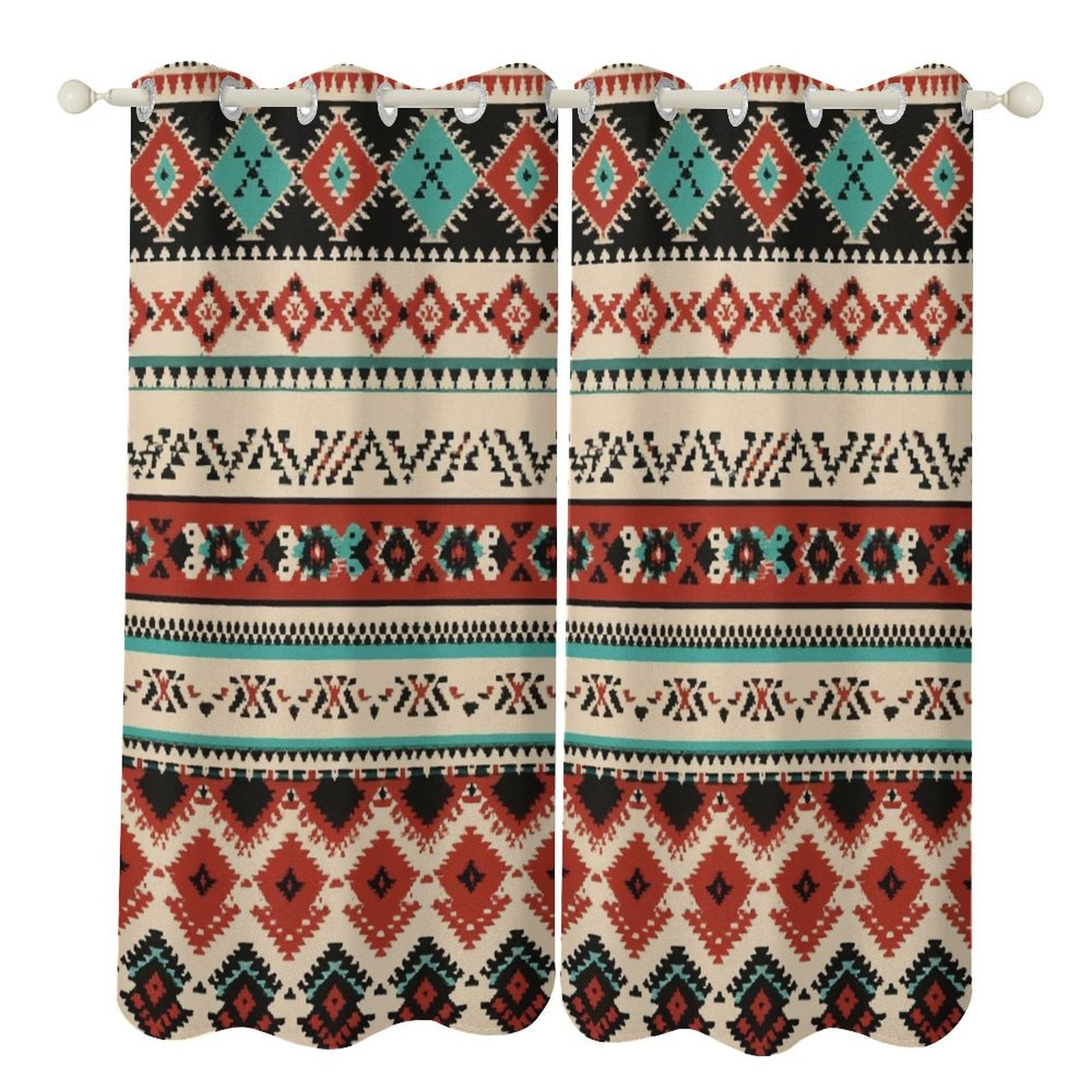 Bohemia 2pcs Blackout Curtains For Living Room Bedroom Grommet Top Window Set for Left And Right ...