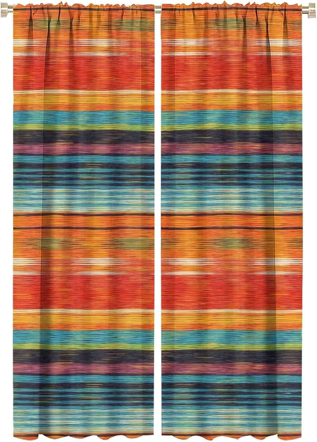 Bohemia Art Blackout Windows Curtains, Abstract Vibrant Vintage Aztec ...