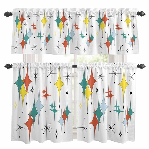 Bohemia Art Kitchen Curtains Set for Windows, Orange Green Yellow ...