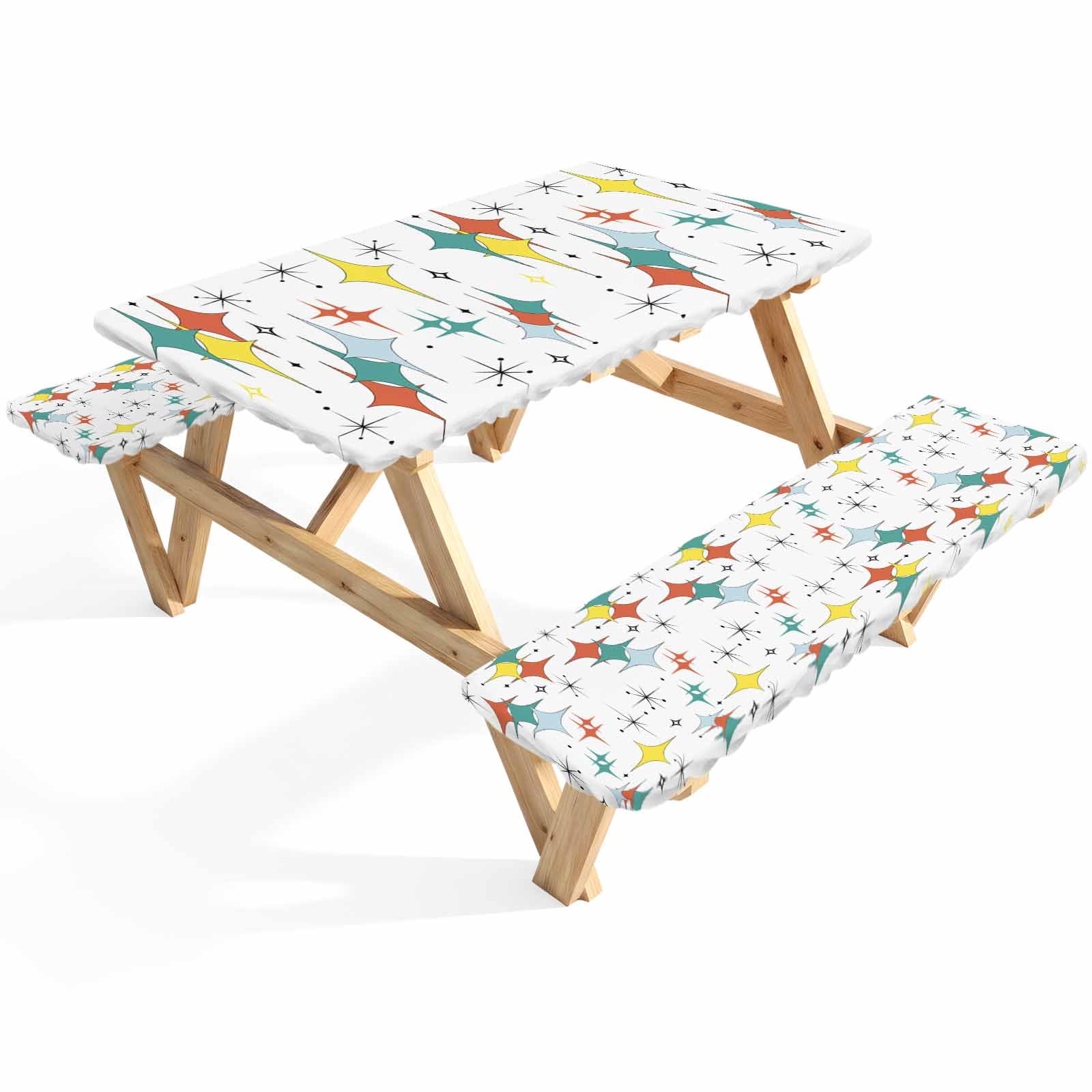 Bohemia Art Picnic Table Cover with Bench Covers Orange Green Yellow ...