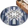 Bohemia Aztec Area Rug, Blue Geometric Country Farmhouses Tribe Non ...