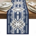 Bohemia Aztec Cotton Linen Table Runner Blue Geometric Country ...