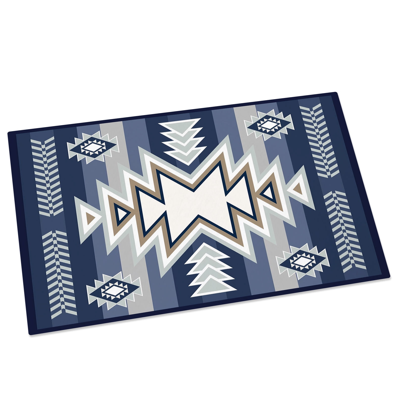 Bohemia Aztec Door Mat 18x30 Inch Blue Geometric Country Farmhouses ...