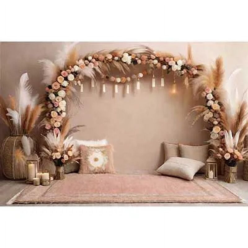 Bohemia Birthday Party Backdrop Photography Living Room Flower Thatch ...