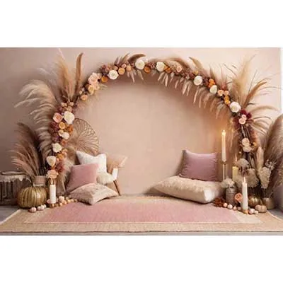 Bohemia Birthday Party Backdrop Photography Living Room Flower Thatch ...