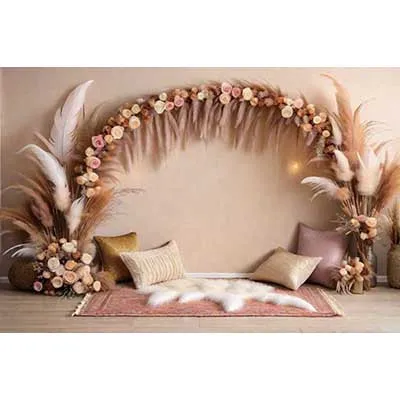 Bohemia Birthday Party Backdrop Photography Living Room Flower Thatch ...