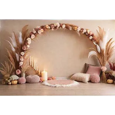 Bohemia Birthday Party Backdrop Photography Living Room Flower Thatch ...