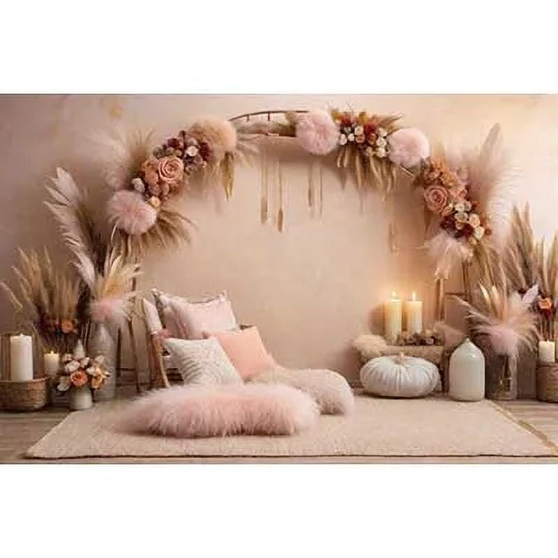 Bohemia Birthday Party Backdrop Photography Living Room Flower Thatch ...
