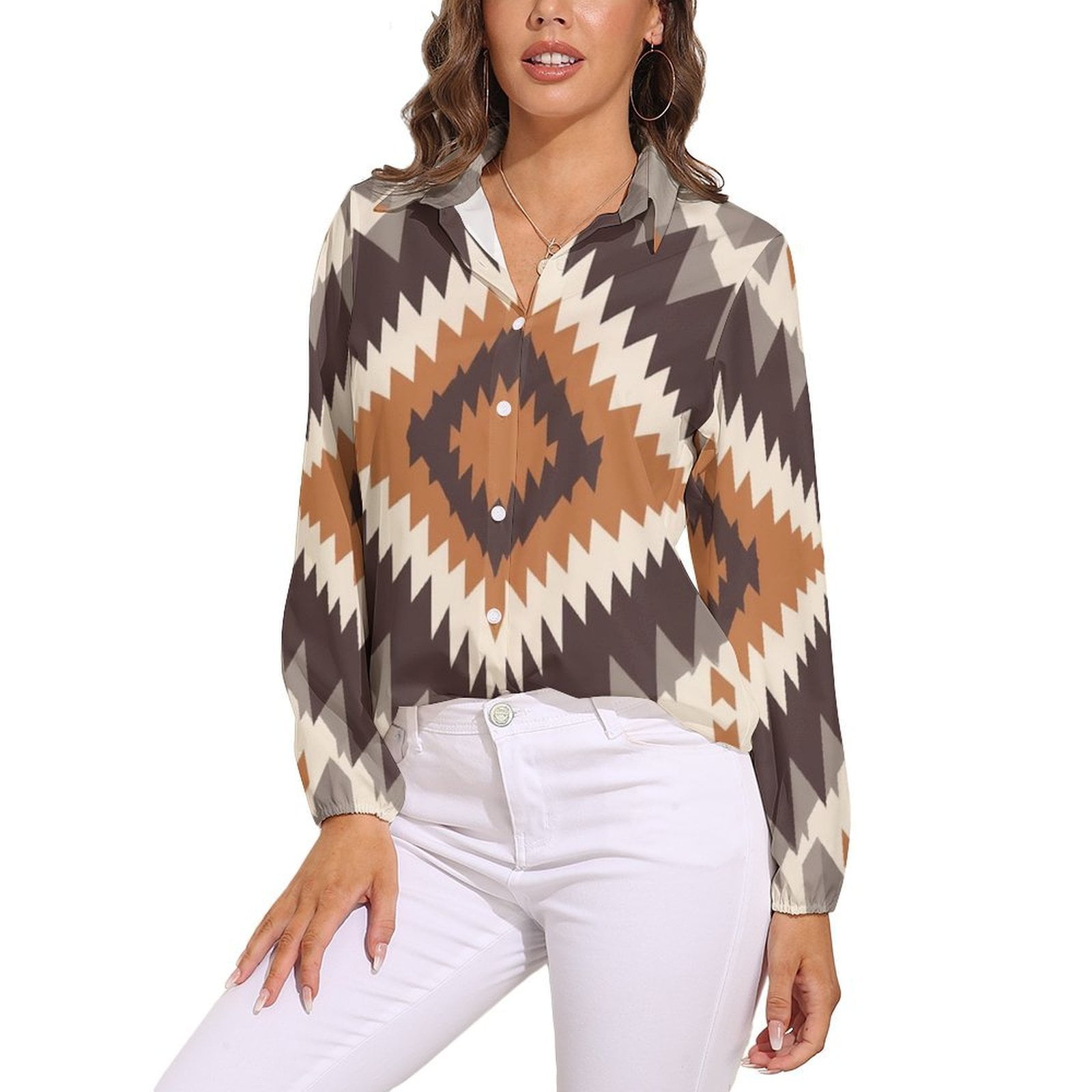 Bohemia Blouse Funky Office Work Blouses Tops Casual Woman Long-Sleeve ...