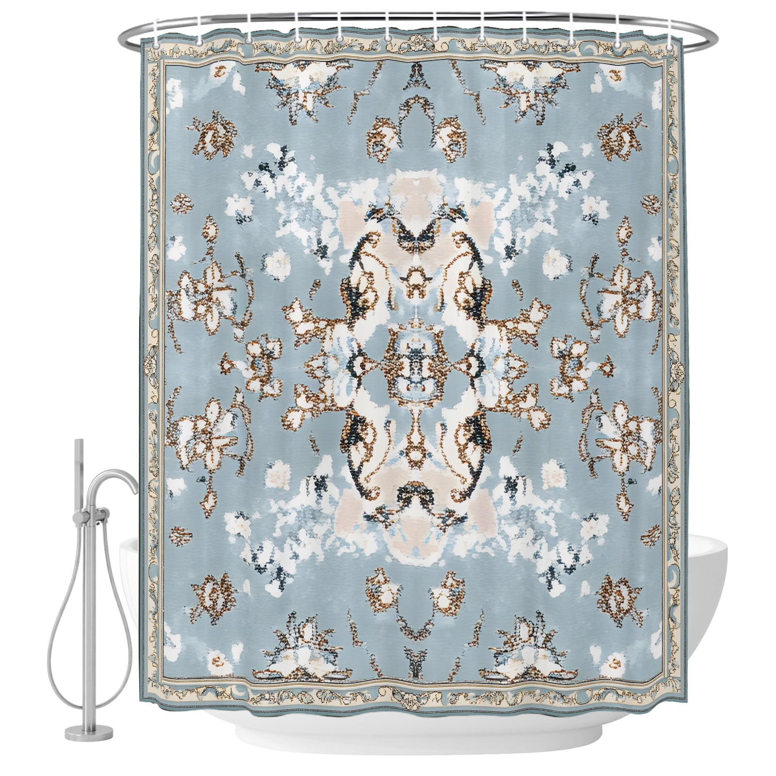 Bohemia Blue Shower Curtain for Bathroom, Retro Boho Ethnic Farmhouse ...