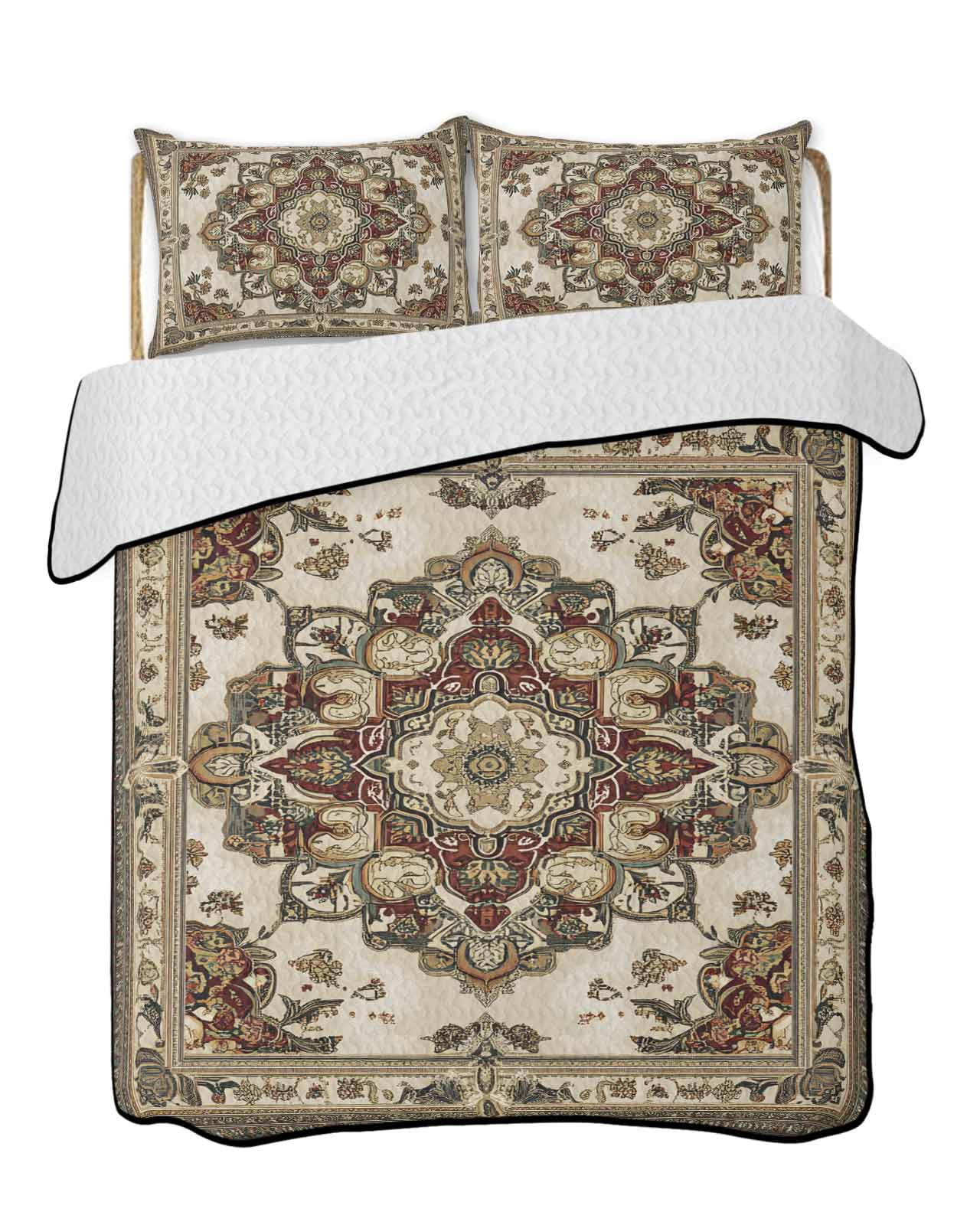 Bohemia Brown Floral Quilts Bedding Set Full Size Vintage Boho Ethnic ...