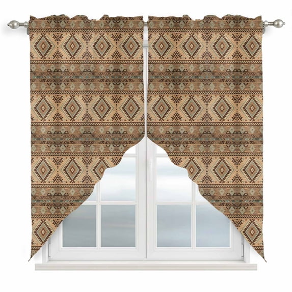 Bohemia Brown Turkish Pattern Swag Curtain Valance for Window 2 Panels ...