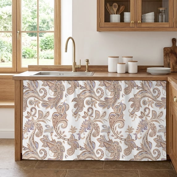 Bohemia Cabinet Curtains 32" W x 55" L Pesley Vintage Brown Flowers ...
