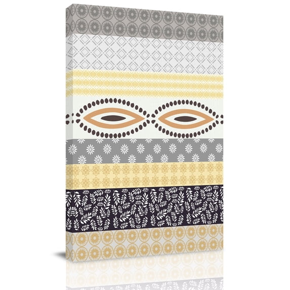 Bohemia Canvas Wall Art for Living Room, Ethnic Yellow Grey Black ...
