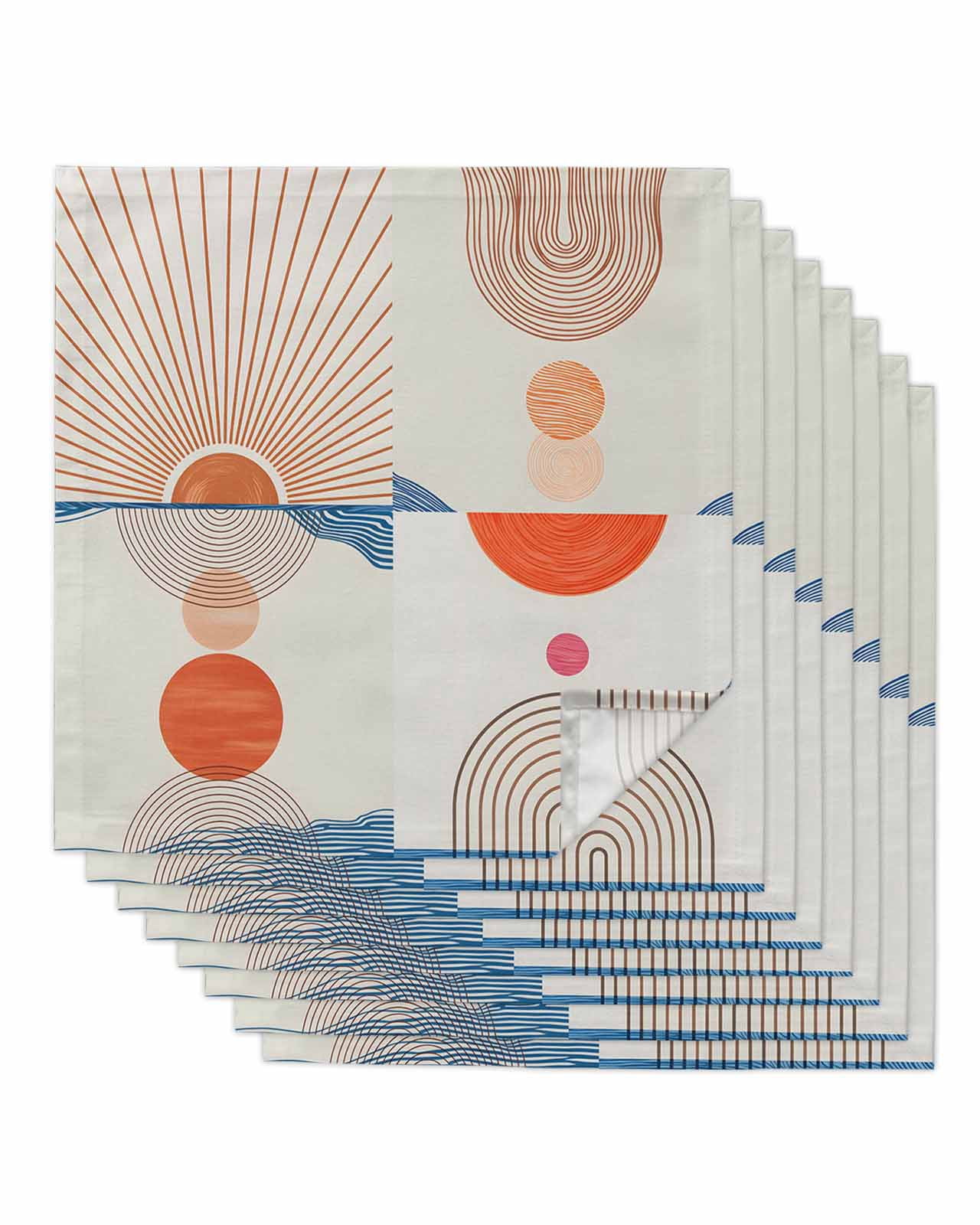 Bohemia Cloth Napkins Set of 8 Reusable Dinner Napkins, Modern Abstract ...