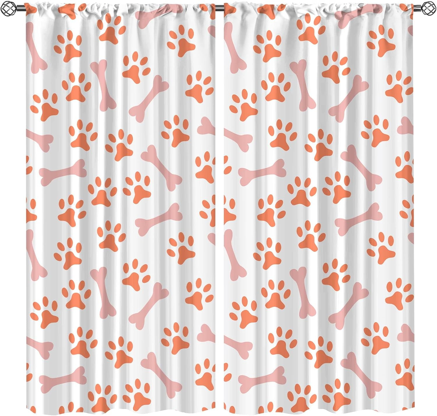 Bohemia Dog Paw Print Rod Pocket Blackout Window Treatment, Cartoon ...