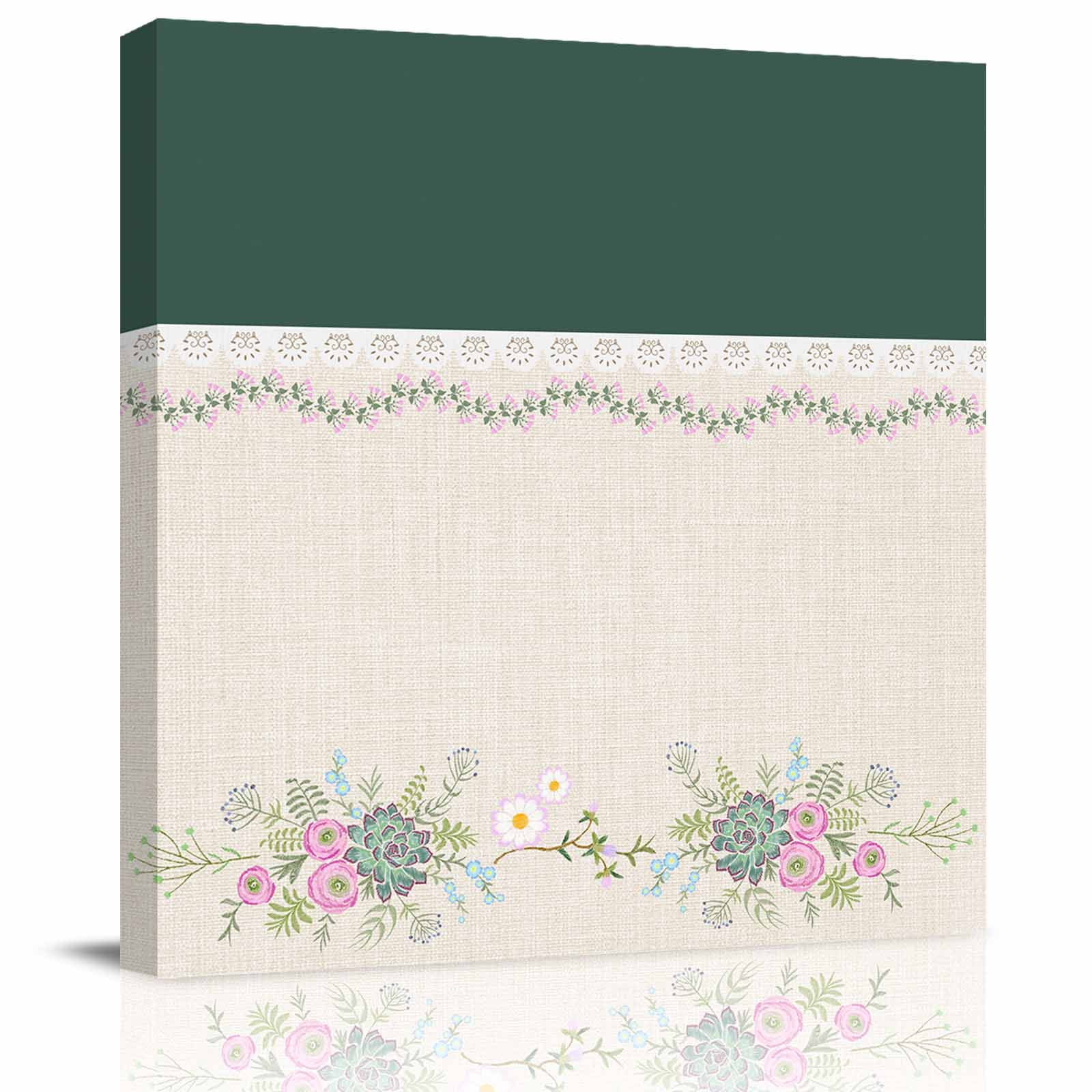 Bohemia Embroidered Floral Canvas Print Wall Art Painting, Modern Wall ...