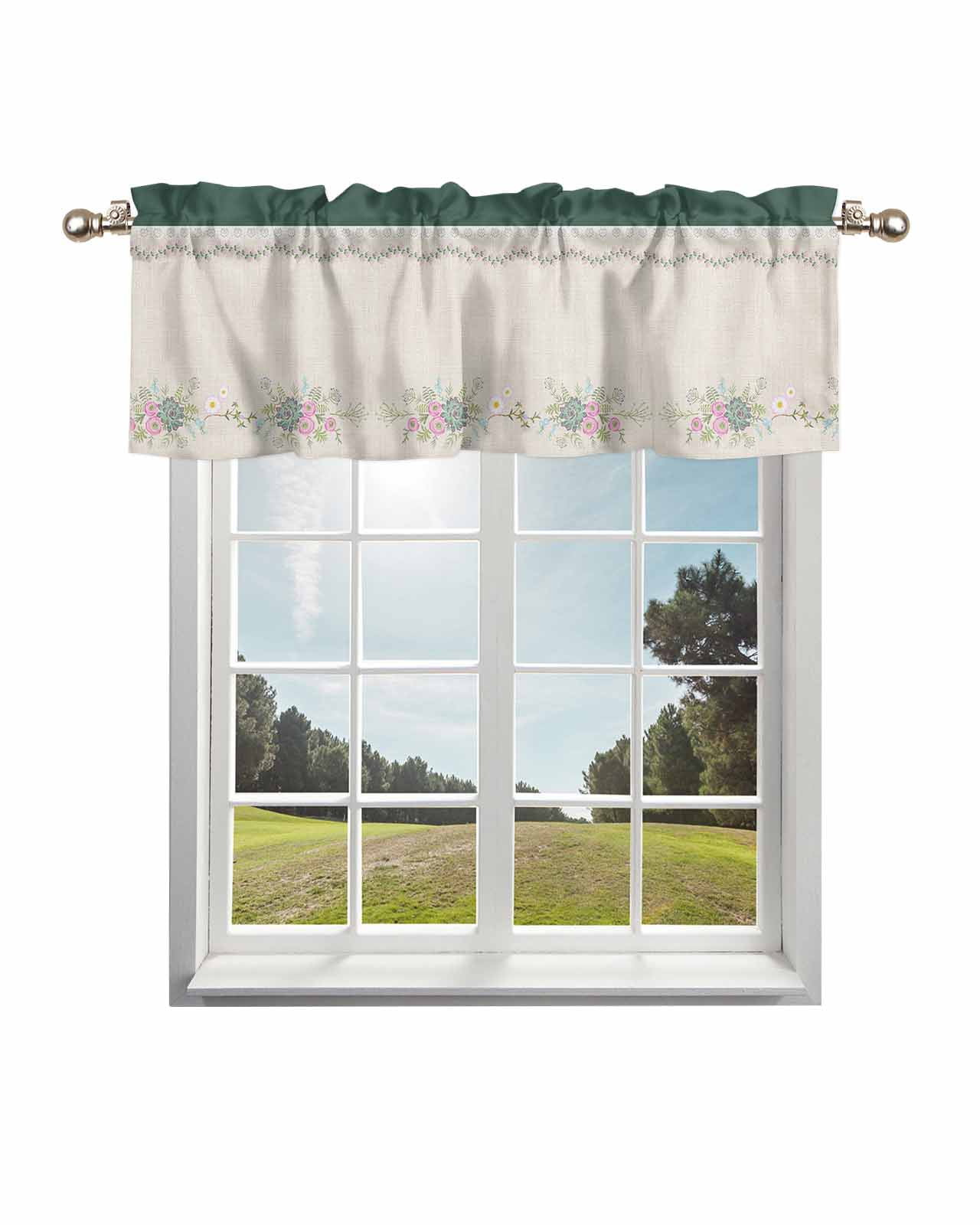 Bohemia Embroidered Floral Curtain Valances for Window, Farmhouse ...