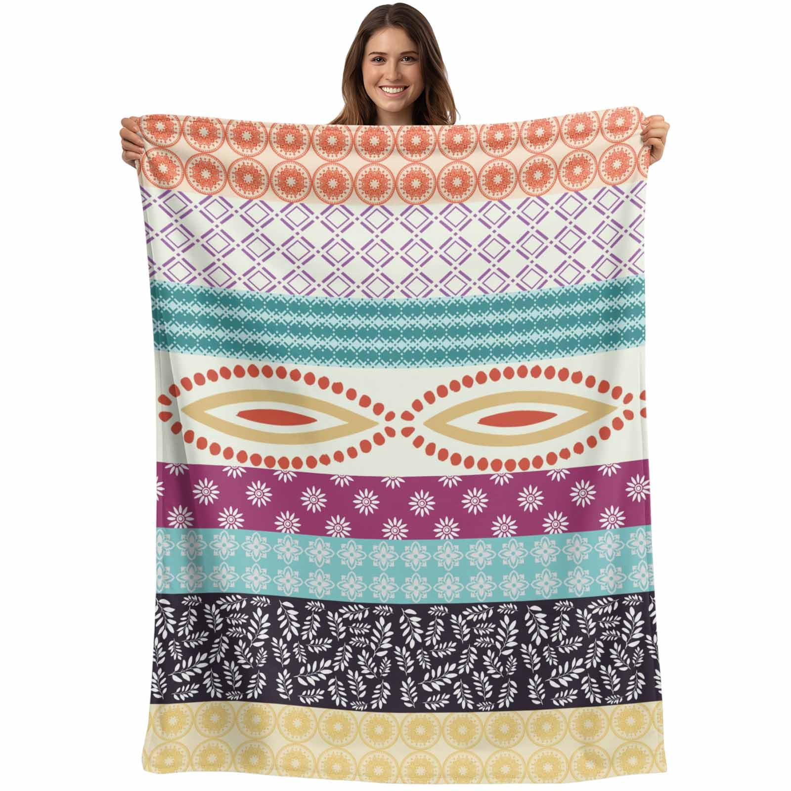 Bohemia Ethnic Blanket Soft Cozy Warm Throw Blanket for Couch, Plush ...