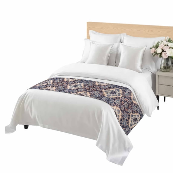Bohemia Ethnic Style Bed Runner Twin Size Retro Blue Southwest Pattern ...