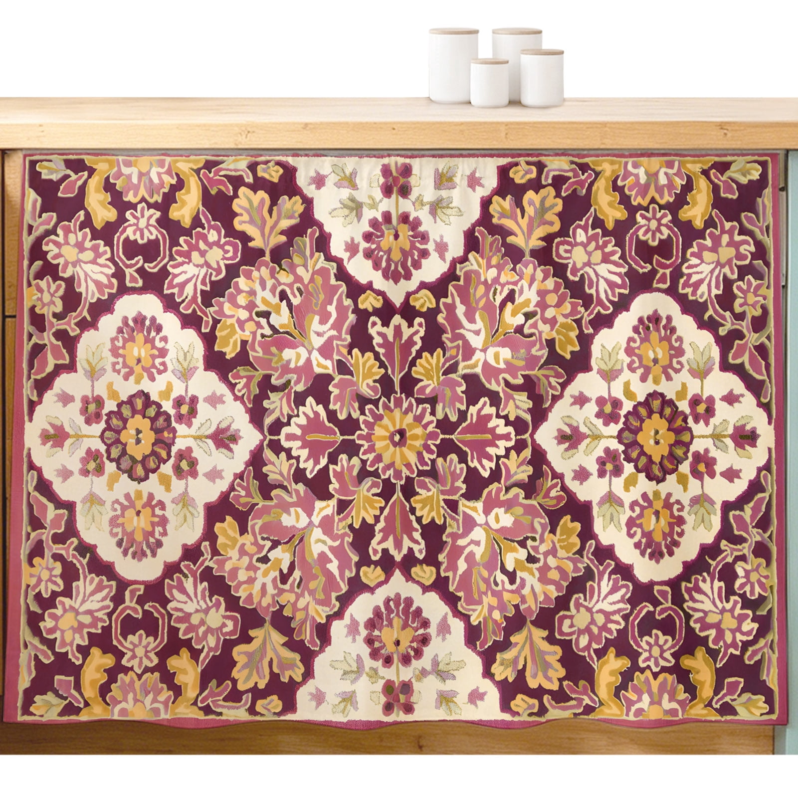 Bohemia Ethnic Style Cabinet Curtains Retro Southwest Pattern Red Sink ...