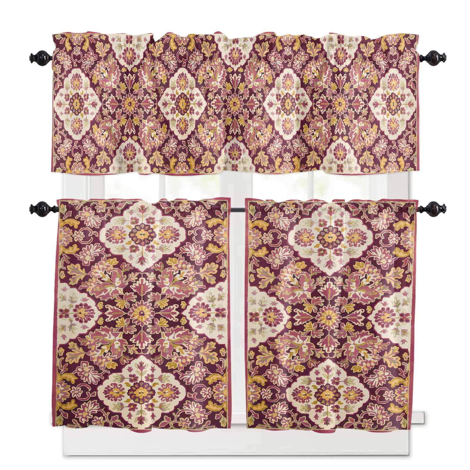 Bohemia Ethnic Style Kitchen Curtains and Valances Set, Retro Southwest ...