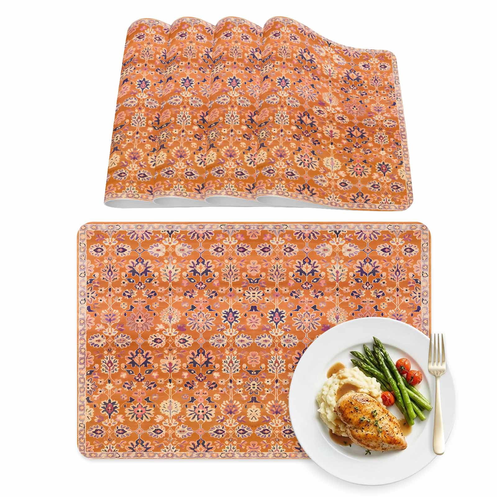 Bohemia Ethnic Style Leather Placemats Set of 4, 12x18 Inch, Retro ...