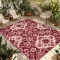 Bohemia Ethnic Style Outdoor Rug, Retro Red Southwest Pattern Non-Slip ...
