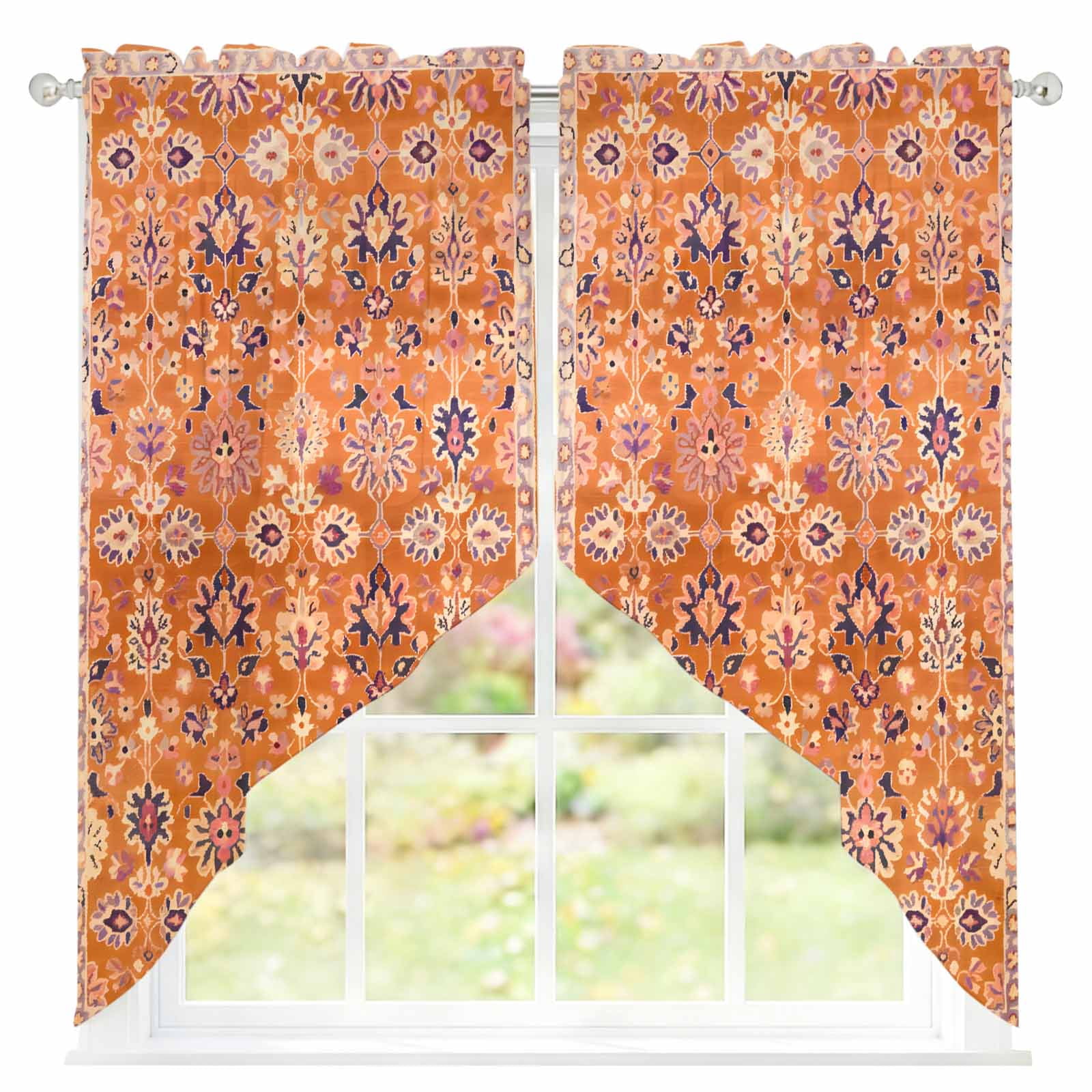 Bohemia Ethnic Style Sheer Curtains Swag Valances for Windows Retro ...