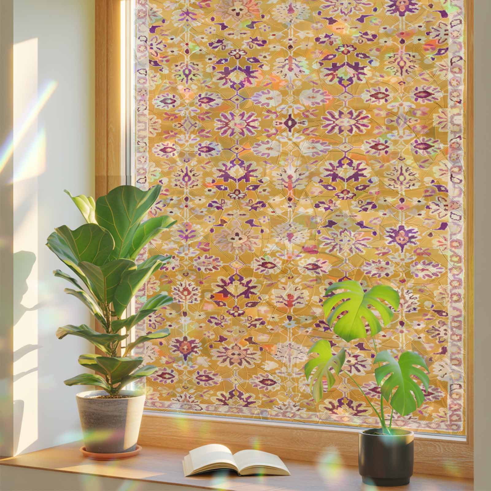 Bohemia Ethnic Style Window Privacy Film, Retro Orange Southwest ...