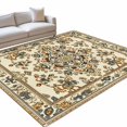 Bohemia Floral Area Rug, Vintage Boho Ethnic Farmhouse Flowers Pattern ...