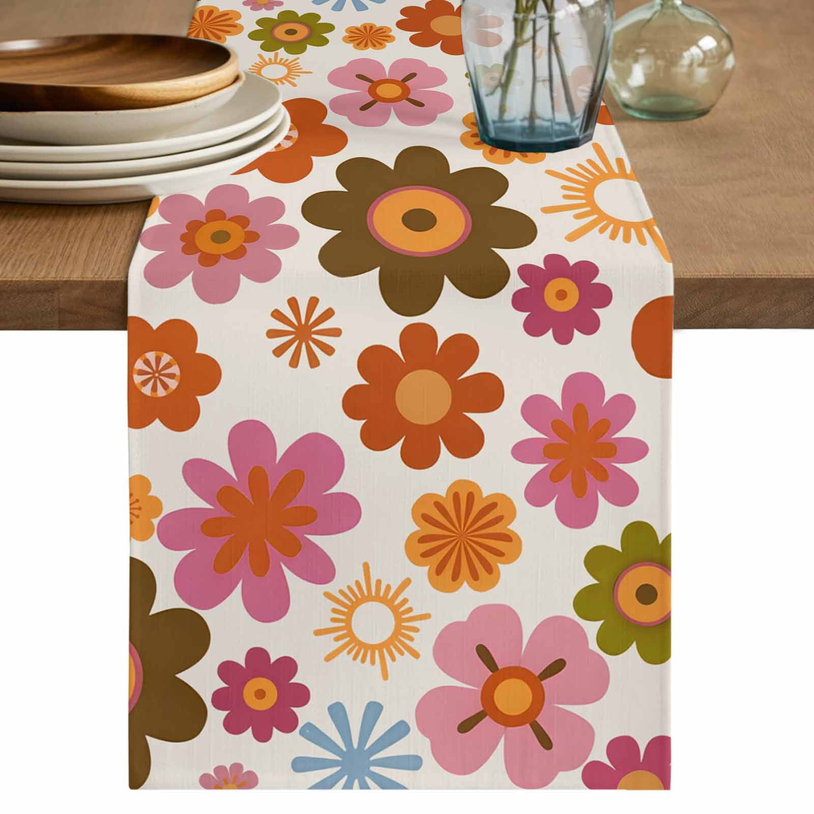 Bohemia Floral Cotton Linen Table Runner for Dining Kitchen, Vintage ...