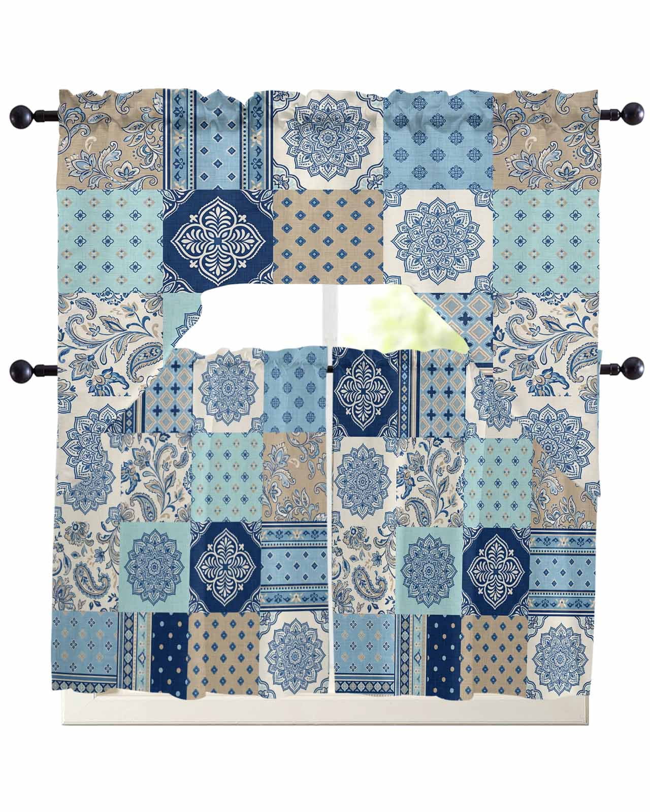 Bohemia Floral Swag Curtains for Living Room/Bedroom Windows, Retro ...