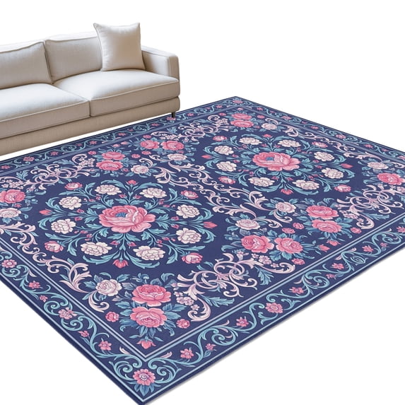 Bohemia Floral Washable Rug 5x7 Area Rug for Living Room Bedroom Non ...