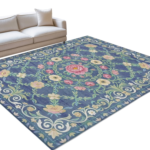Bohemia Floral Washable Rug 5x7 Area Rug for Living Room Bedroom Non ...