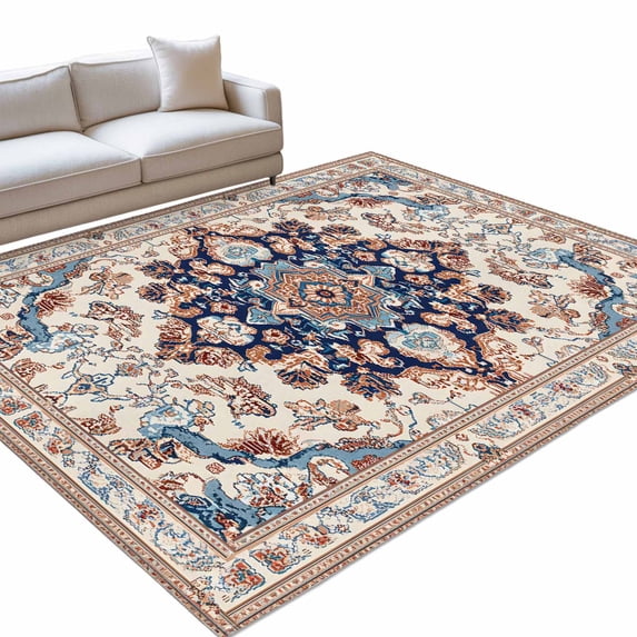 Bohemia Flower Area Rug, Vintage Boho Ethnic Farmhouse Floral Pattern ...