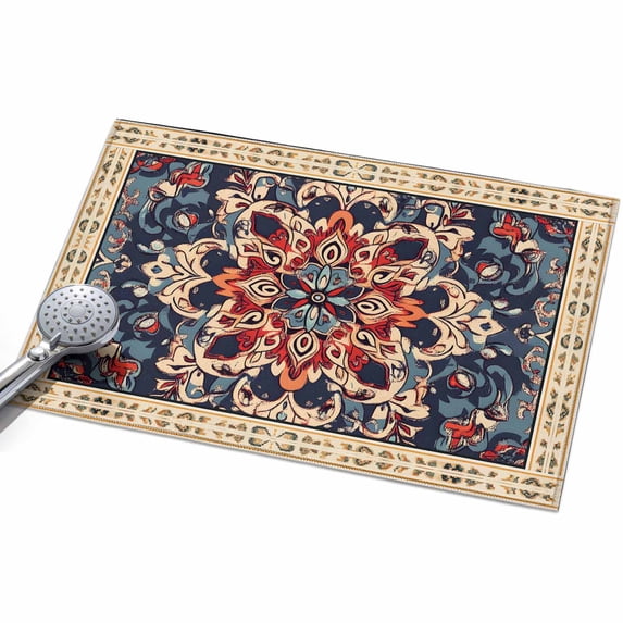 Bohemia Flower Area Rug, Vintage Boho Ethnic Farmhouse Orange Floral ...