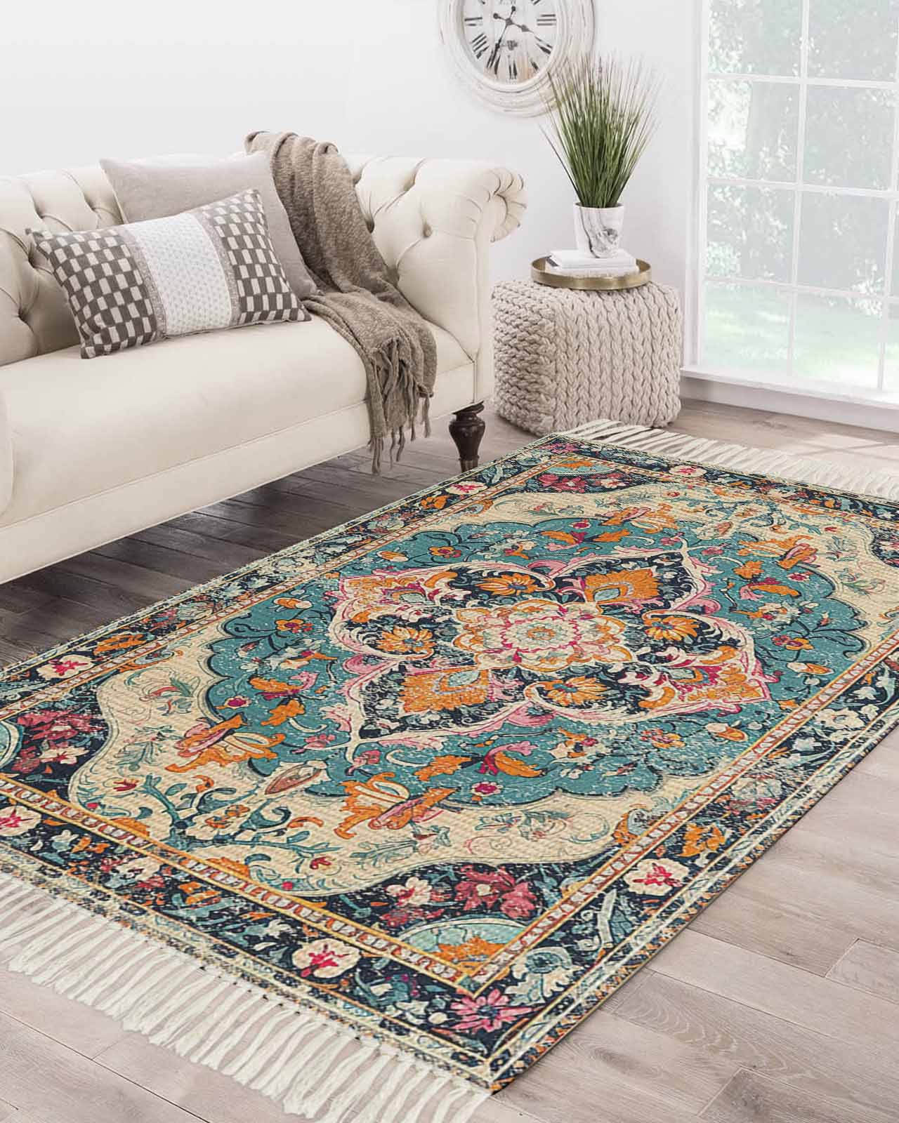 Bohemia Flower,Large Area Rug 4x6ft Woven Runner Rug,Colorful Vintage ...